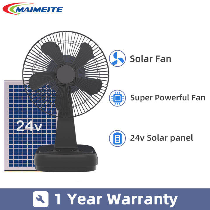 MAIMEITE Solar electric fan 12 inch rechargeable 220V AC desktop ...