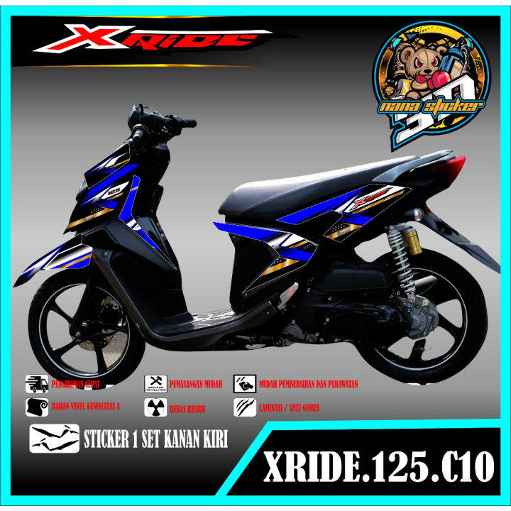 Striping XRIDE 125 Variasi Stiker Sticker list body motor CODE C10 ...