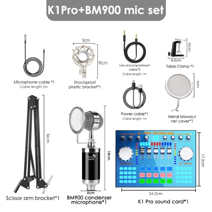 【Philippines version】K1pro k1 king sound card for recording with Condenser microphone complete ...