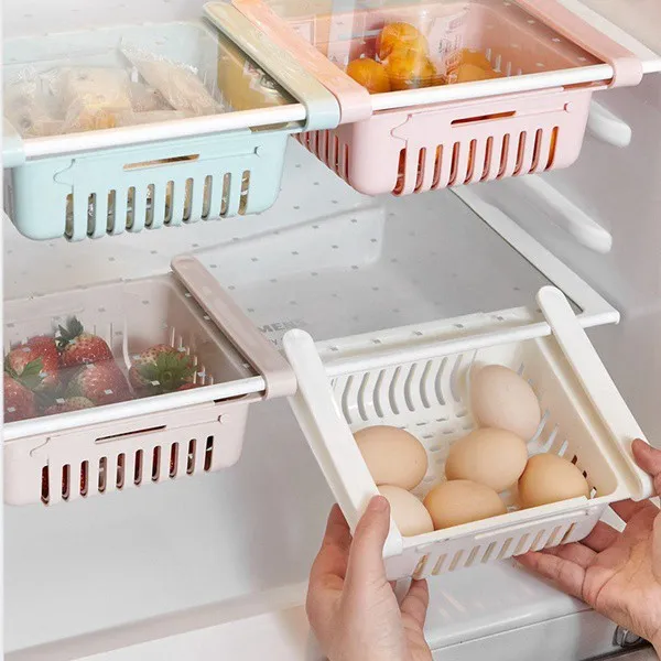 ♣Kitchen Container Adjustable Slide Kitchen Fridge Freezer Space Saver ...