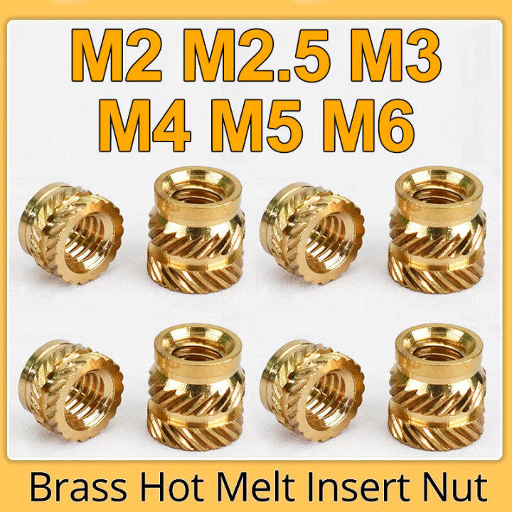 M2 M2.5 M3 M4 M5 M6 Brass Hot Melt Insert Knurled Nut Thread Heat ...