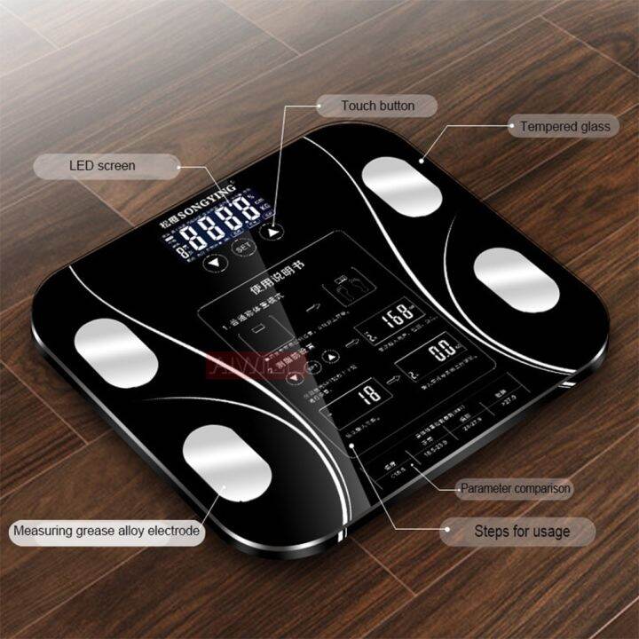 ห้องน้ำ Body Fat Scale Digital Human Weight Mi Scales ชั้นจอแสดงผล LCD ...