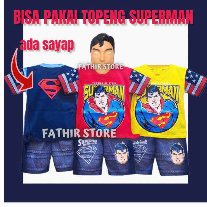 STELAN ANAK SUPERMAN PAKAI SAYAP DAN TOPENG TERBARU / BAJU SUPERMAN ...