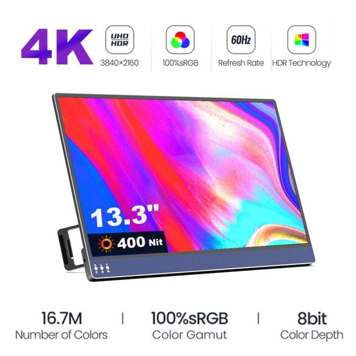 J18 4K 400Nit IPS 13.3 / 13.5 Inch Portable Monitor External Screen ...
