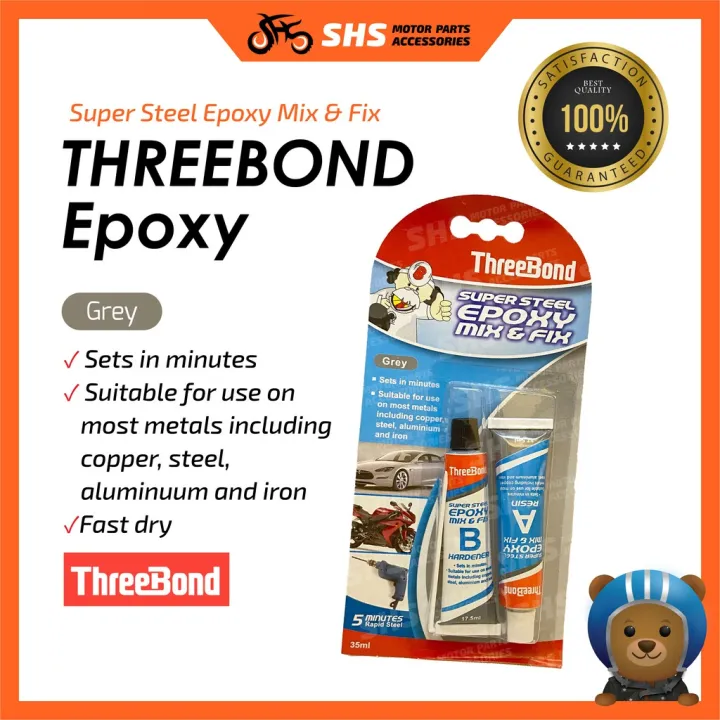 100% ORIGINAL💯 THREEBOND Epoxy 35ml / Grey Super Steel Epoxy Mix & Fix ...