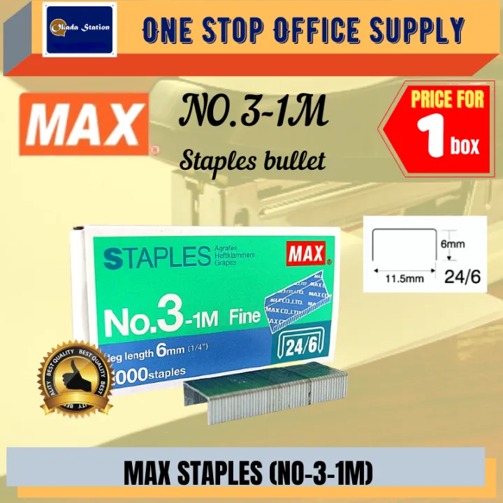 MAX STAPLES NO.3 -1M (1 box) / Bullet Stapler / Ubat Stapler / HD-50 ...
