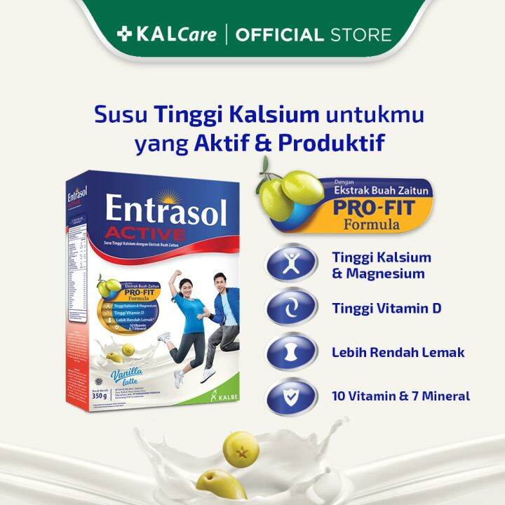 Entrasol Active Vanilla Latte 160gr - Susu Tinggi Kalsium dan RENDAH ...