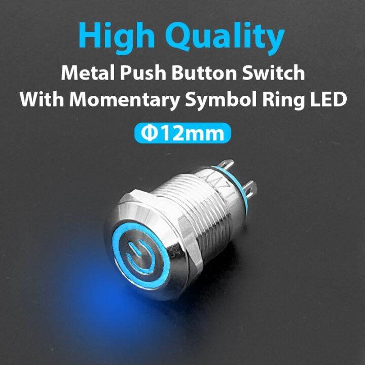12mm Waterproof Metal Push Button Switch LED Light Momentary locking ...