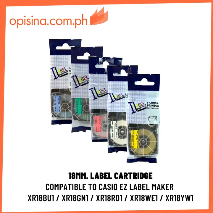 18MM LABEL CARTRIDGE COMPATIBLE TO CASIOEZ LABEL MAKER XR18BU1 ...