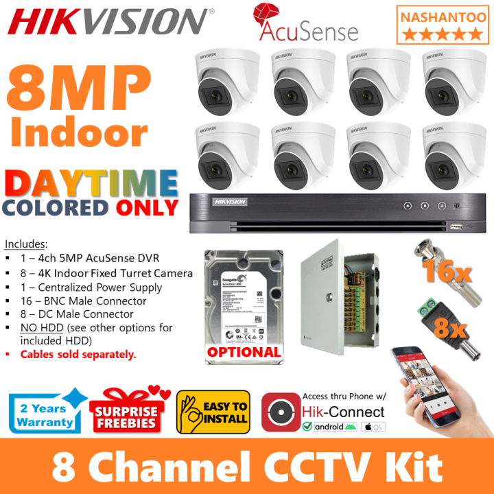 Hikvision 8Channel 8Cameras 8MP 4K Indoor Fixed Turret 8CH H.265 ...