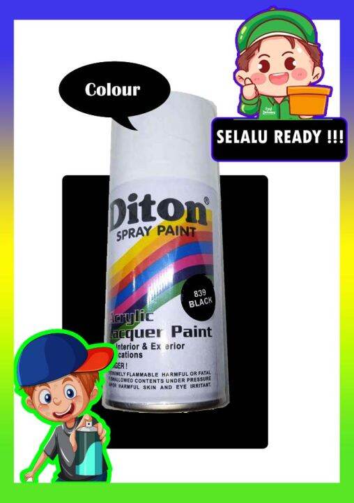 Cat Semprot Aerosol Paint merk DITON (jenis Pylox) 300cc Black 839 ...