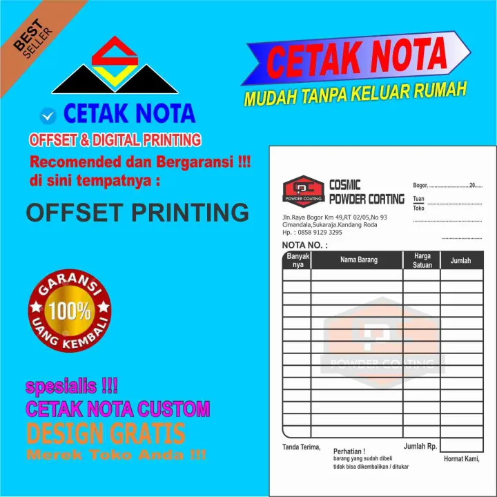 Nota/Nota Bangunan/Nota Laundry/Nota Buah/Nota Merek Toko Full Color 1 ...