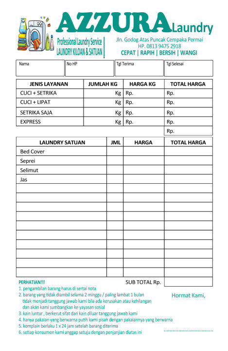Cetak Nota Custom 1/4 Folio | Nota Laundry | Bon Laundry | Nota Unik ...