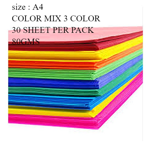 A4 Color Paper 80gsm (1pack-30sheets )/ MultiColor Printing Paper ...