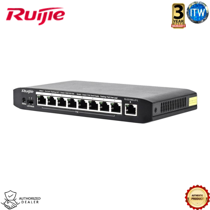 Ruijie RG-ES109G-LP-L - 8 Port, POE 54W UnManaged Gigabit POE Switch (RG-ES109G-LP-L) | Lazada PH