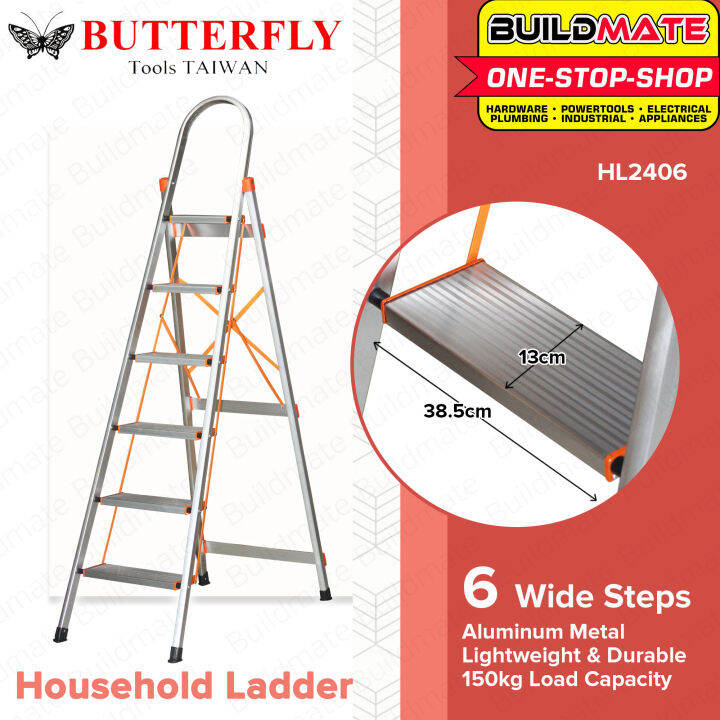 BUTTERFLY 6 WIDE STEPS Household Folding Step Ladder Indoor Ladder Outdoor Ladder Climbing ...