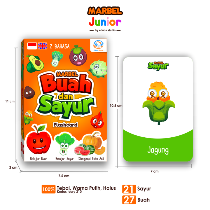Marbel FLASHCARD BUAH SAYUR - Kartu Bayi Pintar - Pandai Buah dan Sayur ...