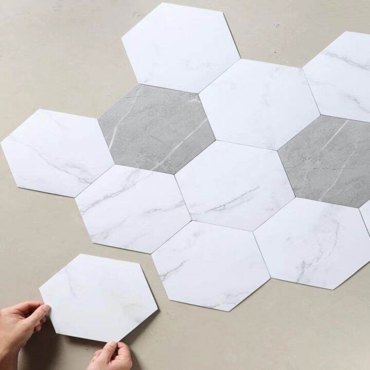 3D Vinyl Floor Sticker Hexagon (23.5*20.5)cm Self Adhesive PVC Floor ...