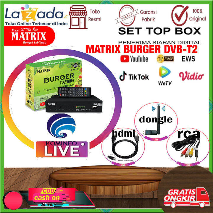 Set Top Box TV Digital Matrix Burger Hijau DVBT2 Matrix / KuninSet Box TV Digital Matrix / set ...