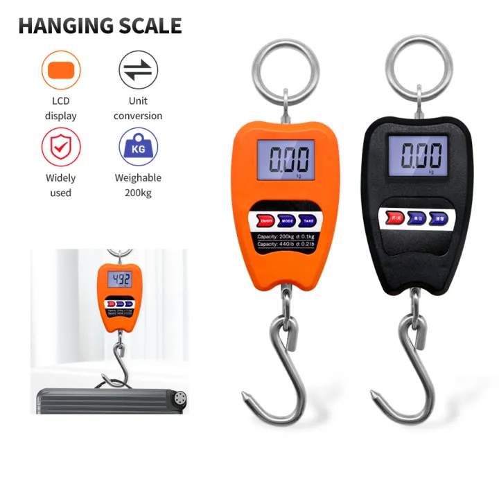 Crane Scale 200kg 50g Weight Digital Scale Heavy Duty Hanging Hook ...