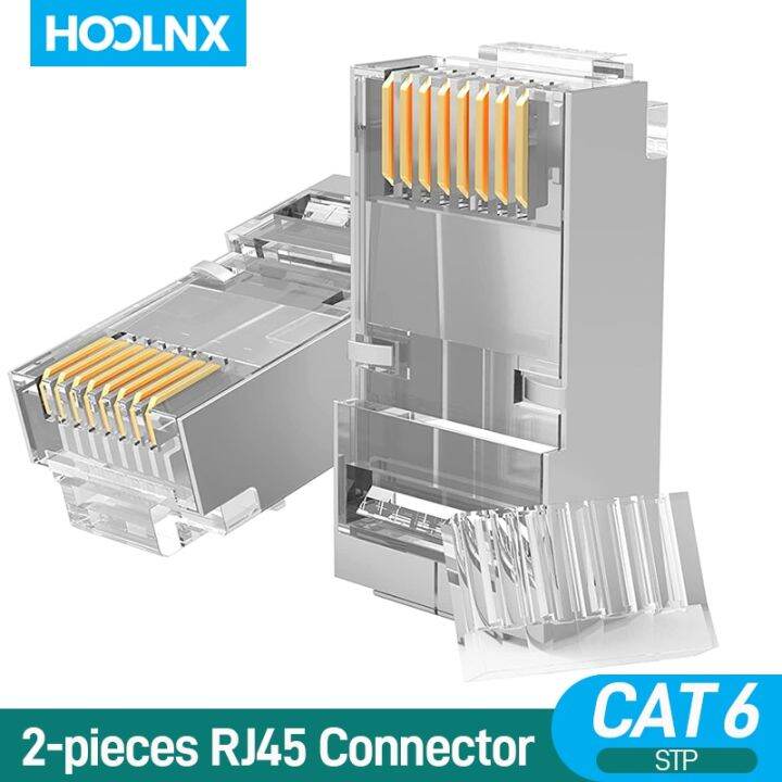 Hoolnx RJ45 Connector 2 Pieces STP CAT6 Modular Plugs 50U Ethernet Ends ...