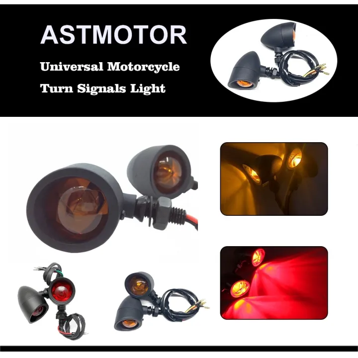 12v Universal Motorcycle Retro Turn Signal Light Indicatior Lamp Amber ...