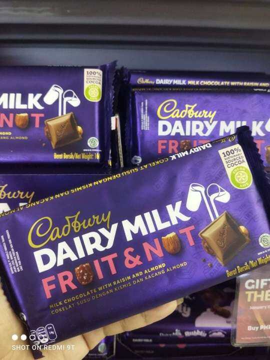 CADBURY DAIRY MILK, fruit & nut milk chocolate with raisin and almonds ...