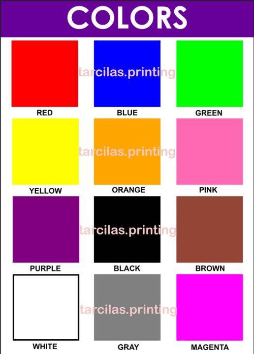 Colors Chart A4 Laminated High Print Quality | Lazada PH