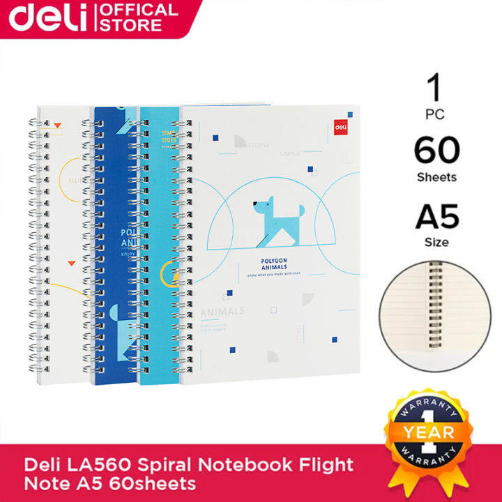 Deli A5 Spiral Notebook Journal Korean Style Notebook Aesthetic 60 ...