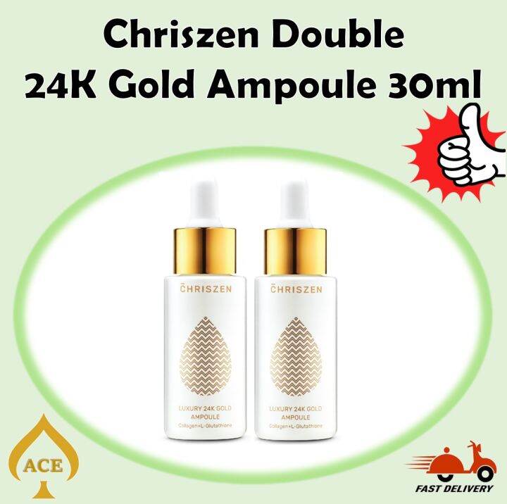 Chriszen Double 24k Gold Ampoule 30ml (Collagen + L-Glutathione Vitamin ...
