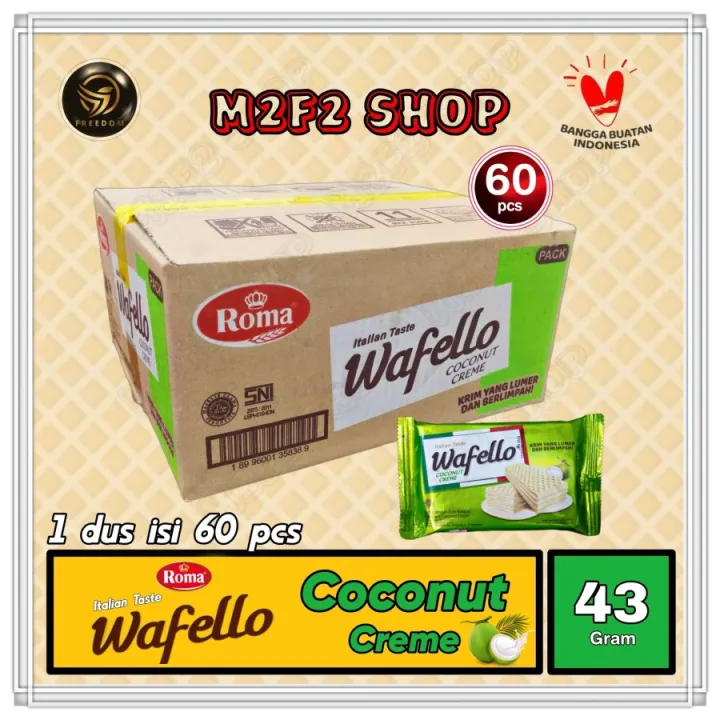 Roma Wafer Wafello Coconut Creme | Krim Kelapa - 43 gr (Kemasan Karton ...