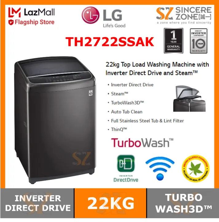 LG TH2722SSAK 22kg TOP LOAD WASHING MACHINE / 6 MOTION / HIGH ...