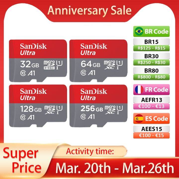 [TAI SIE] 100 Original SanDisk memory card 32GB micro sd card 64GB 128GB tarjeta microsd 256GB ...