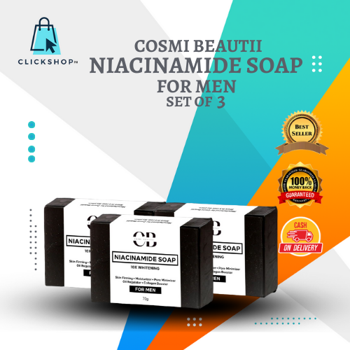 SET OF 3 COSMI BEAUTII NIACINAMIDE SOAP CB SOAP 10X WHITENING FOR MEN'S ...