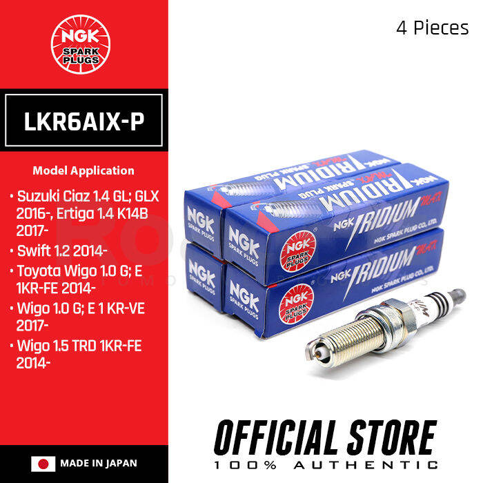 NGK LKR6AIX-P Iridium Max Spark Plugs For Suzuki Ciaz, Ertiga K14B, Swift, K12M, Toyota Wigo ...