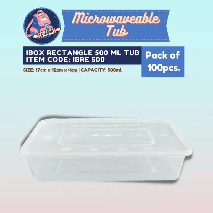 Pack of 100 - Rectangular Microwaveable Tub (500ml/ 750ml/ 1000ml ...