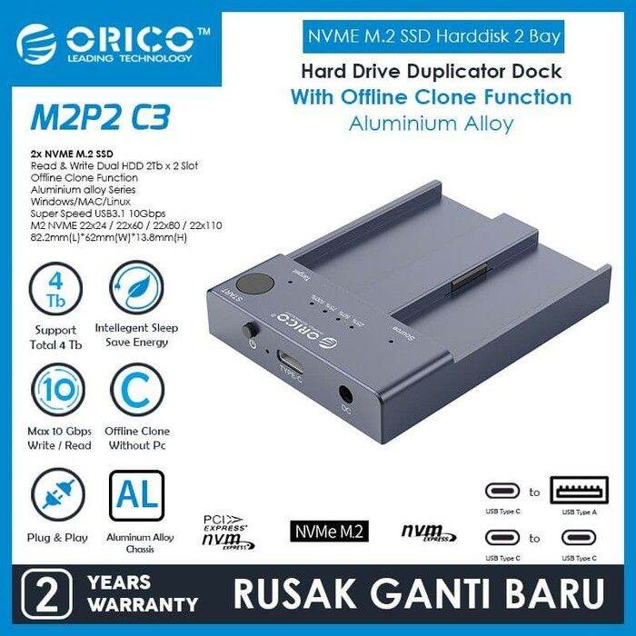 ORICO M2P2-C3-C NVME M.2 SSD Duplicator | Lazada Indonesia