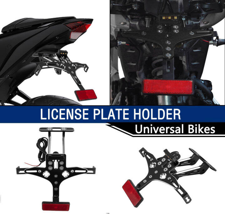 Allotmark Universal Bikes Motorcycle With LED License Plate Holder Tail ...