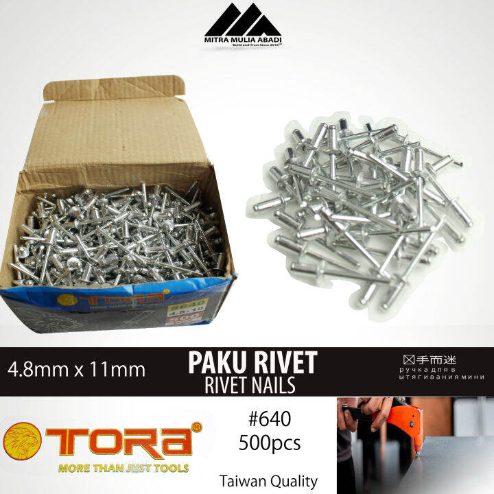 Paku Rivet TORA 4,8mm x 11 mm Blind Rivets 640 paku tembak - 10 pcs ...