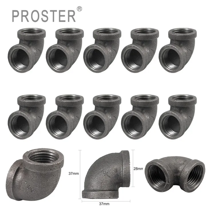 Proster 10Pcs Threaded Iron Pipe Fitting Elbow 90 Degree Angled ...
