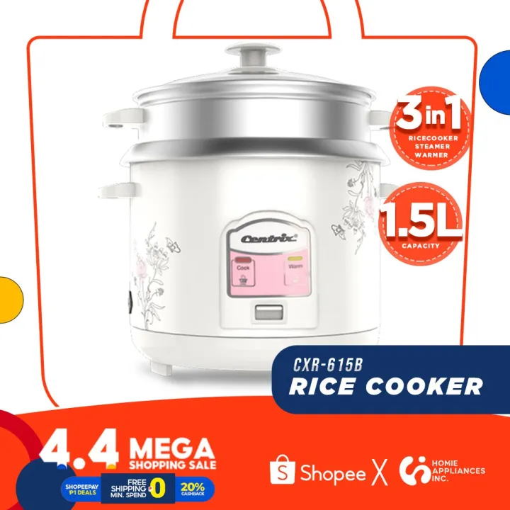 SWTLF Centrix CXR-615B 1.5 L 3-in-1 Rice Cooker Warmer Steamer | Lazada PH