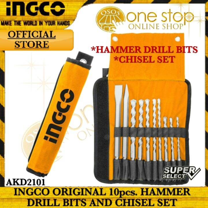 Original Brand of Ingco Super Select 10pcs Hammer Drill Bits and ...