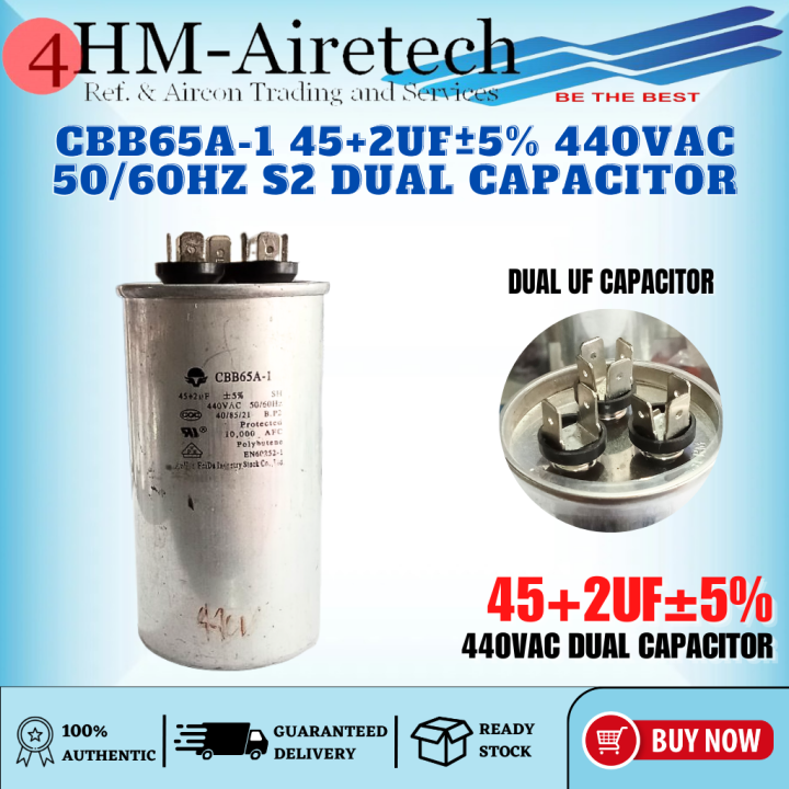 4HM GENERIC CBB65A-1 45+2µF±5% 440VAC 50/60Hz S2 DUAL CAPACITOR | Lazada PH