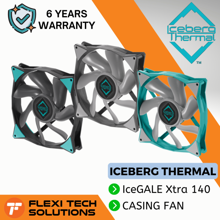 Flexi Tech ICEBERG THERMAL IceGALE Xtra 140mm PWM Case Fan Black / Teal ...