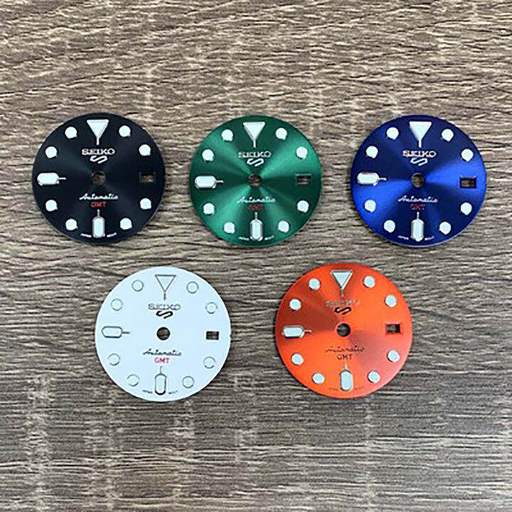 29MM GMT Watch Dial Sunburst Pattern Green Luminous Dial Watch ...