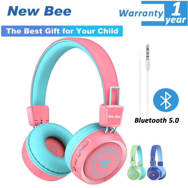 New Bee KH21B Kids Bluetooth Headphone 32H Playtime Bluetooth 5.0 ...
