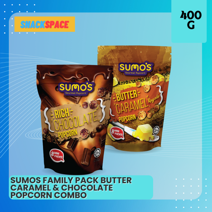 Sumo's Gourmet Butter Caramel & Chocolate Popcorn FAMILY PACK (COMBO ...