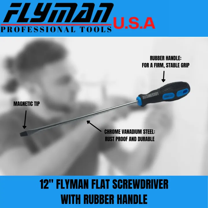 Flyman Tools 12 Inches Flyman Flat Screwdriver Rubber Handle Made From ...