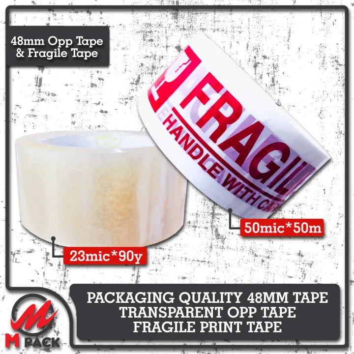 Opp Packaging Tape 48mm x 90y x 23mic / Fragile Tape 48mm x 50m x50mic 1pcs & 6pcs | Lazada