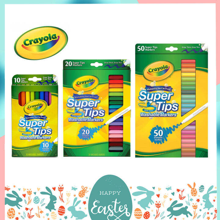 Crayola SuperTips เครโยล่า สีเมจิกล้างออกได้ 10 / 20/ 50 / 100 สี รับ ...